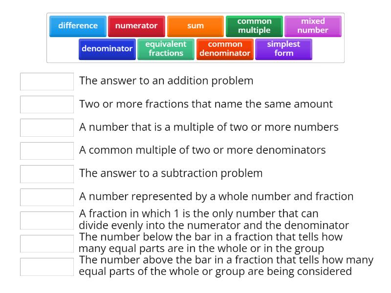 Go Math Chapter 6 Vocabulary - Match up