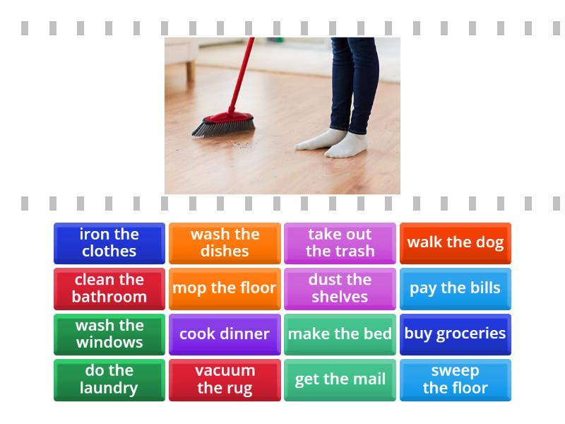 Household Chores Vocabulary - Find the match