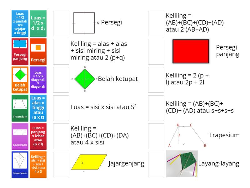 Pasangkan Gambar dan Rumus (Luas dan Keliling) Segiempat dengan Tepat ...