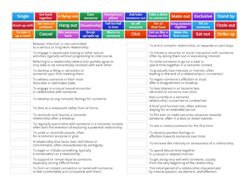 Relationship Vocabulary - Match up
