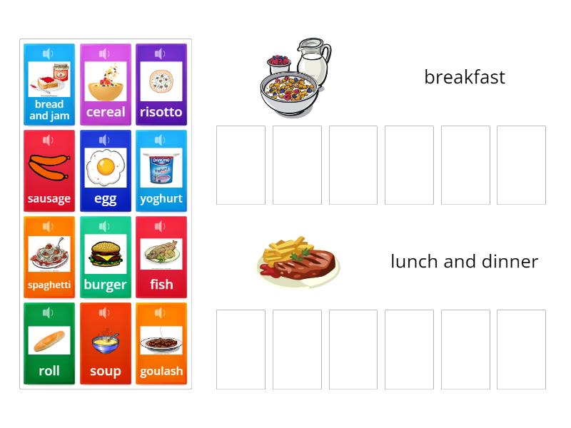 breakfast, lunch and dinner - Group sort