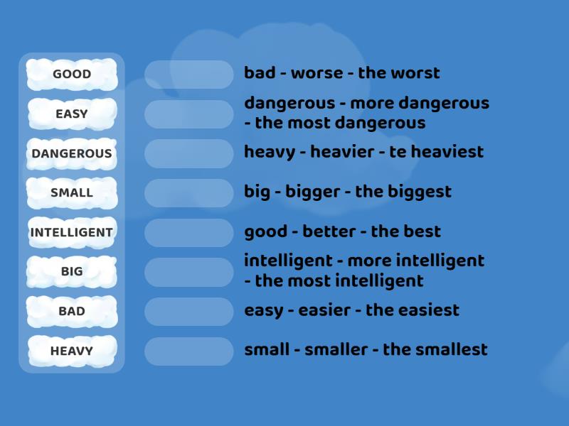 Comparatives and superlatives - easy rules - Match up