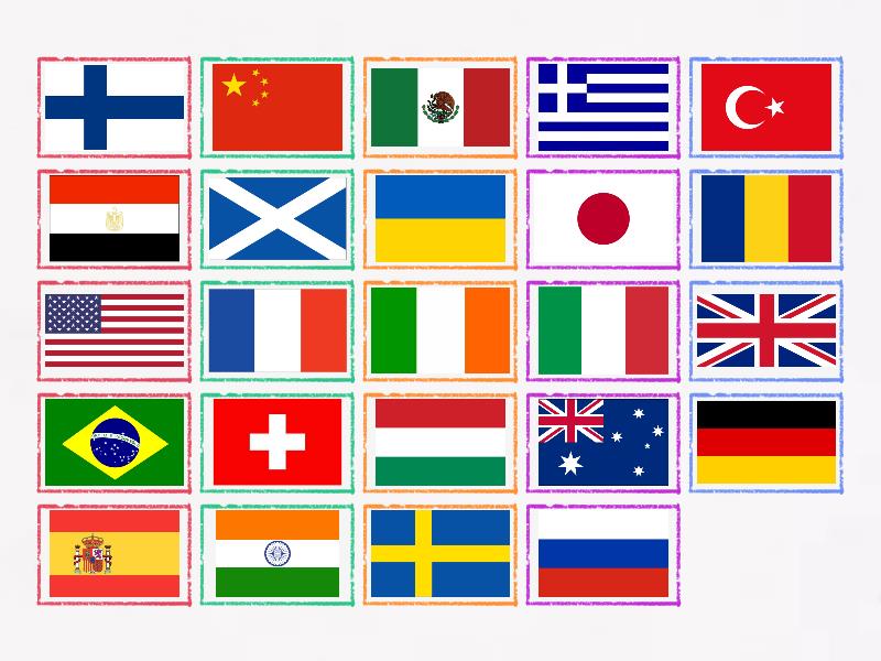 24 countries and nationalities - Flip tiles