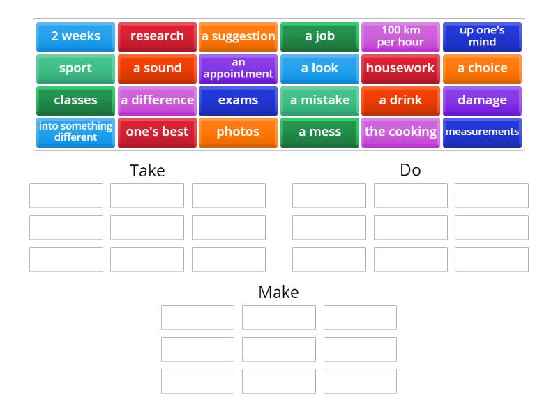 Solutions Int 4E do, make, take - Group sort