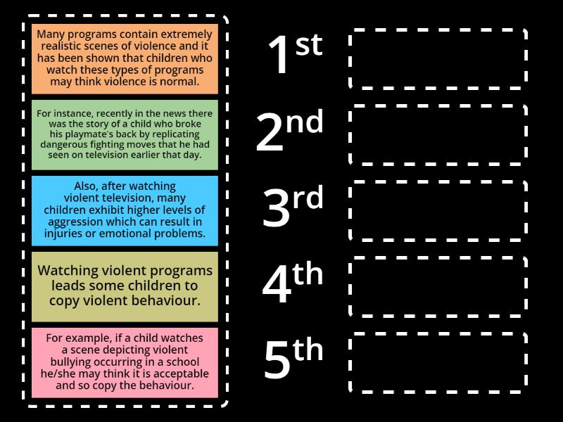 Writing Practice 1: Arrange the sentences into logical order. - Rank order