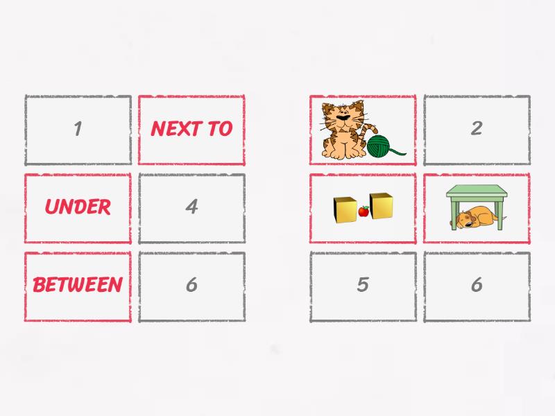 Prepositions of place - Matching pairs