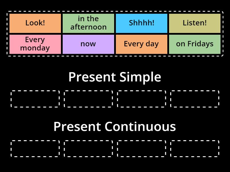 Present Simple vs Present continuous time indicators - Group sort
