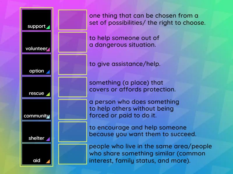 Vocabulary activity 11th grade - Match up