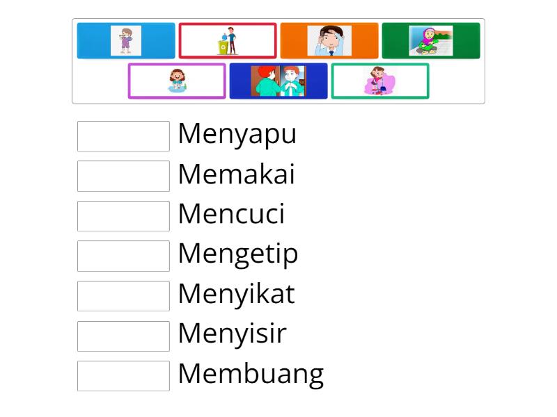 Padankan gambar dengan kata kerja yang tepat. - Match up