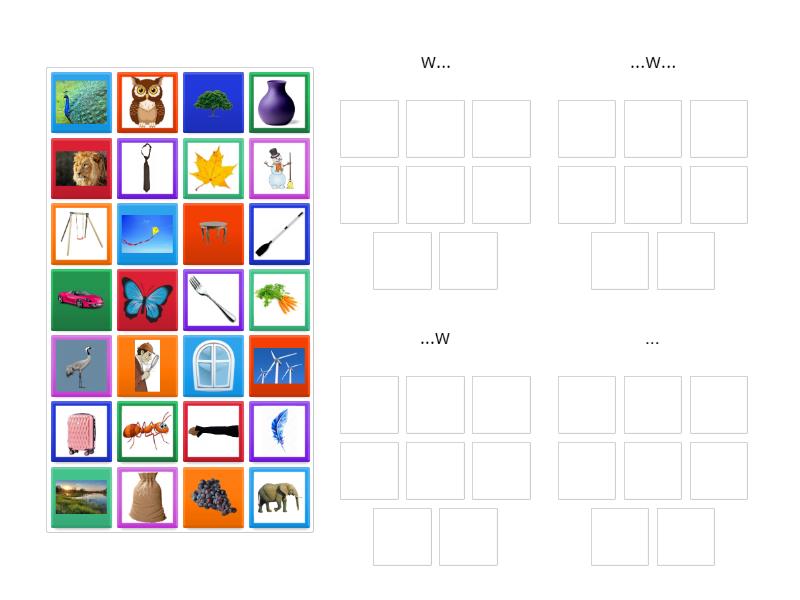 Gdzie jest litera "w"? - Group sort