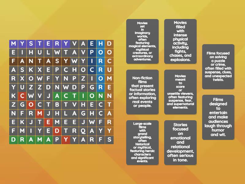 Movies Genres - Sopa de letras