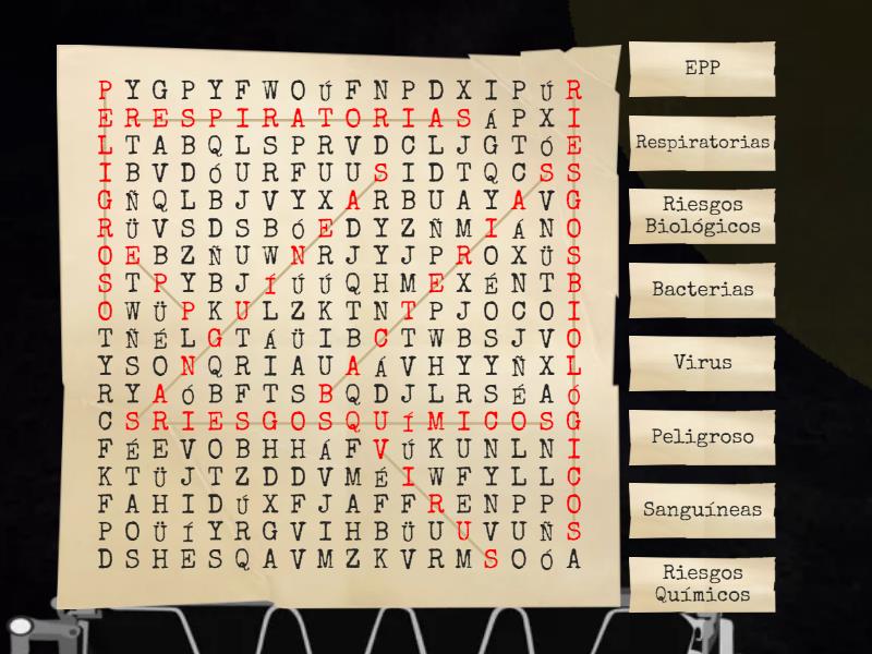 Riesgos Químicos y Biológicos - Sopa de letras