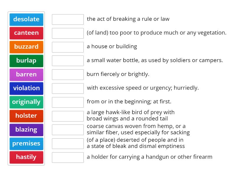 Starlight 6th class 11a definitions - Match up