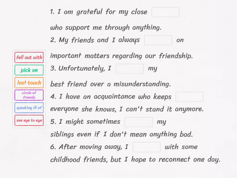 friendship controled - Complete the sentence