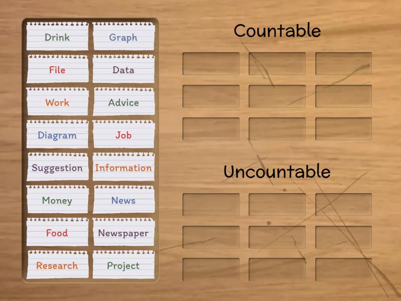 Advanced Countable-Uncountable nouns - Group sort