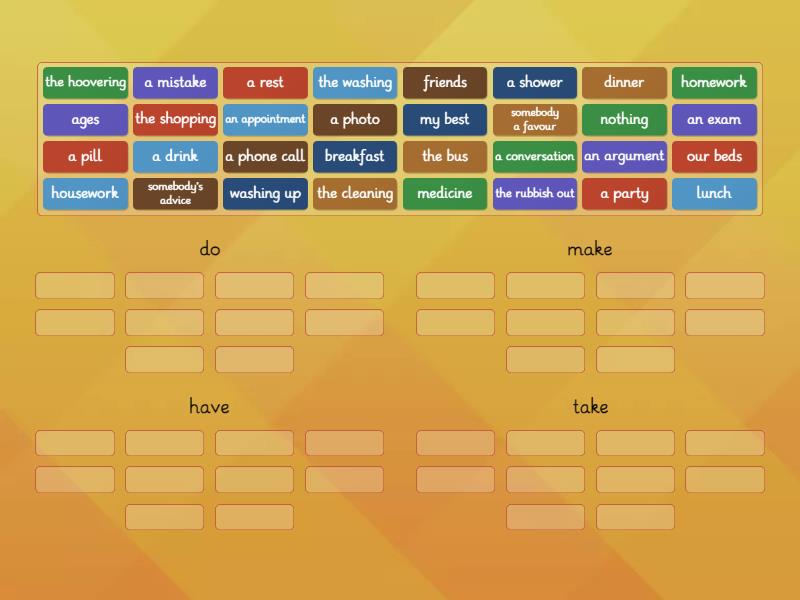 Solutions 9E do/make/have/take - Group sort