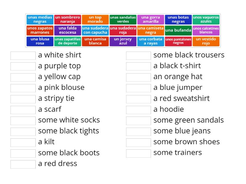La Ropa y los colores - Match up