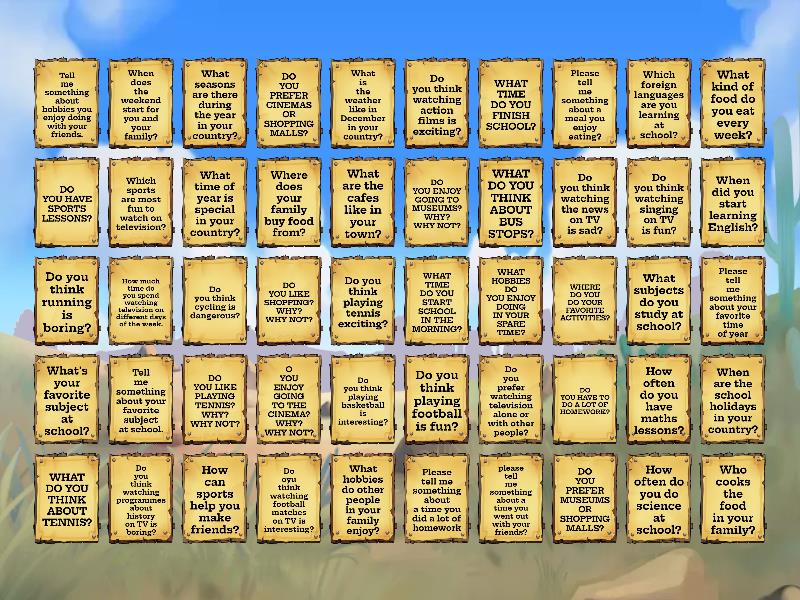 Wild West - KET Speaking Exam Practice Questions - Flip tiles