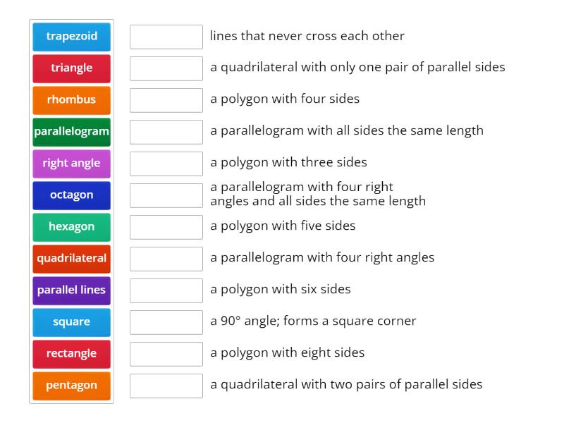 Geometry Vocabulary - Match up