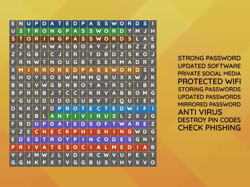 Protect against Cyber Crime - Wordsearch