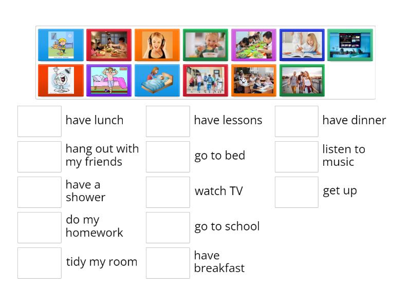 English Class A1 Unit 6 Daily activities - Match up