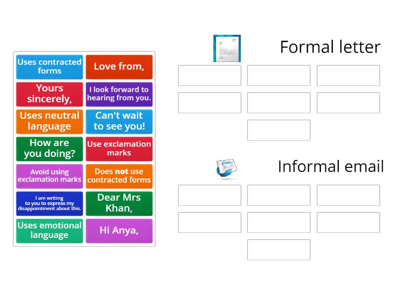 Formal and informal language - Group sort