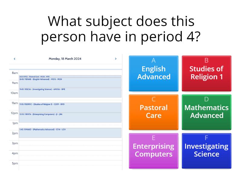 Compass Timetable - Quiz