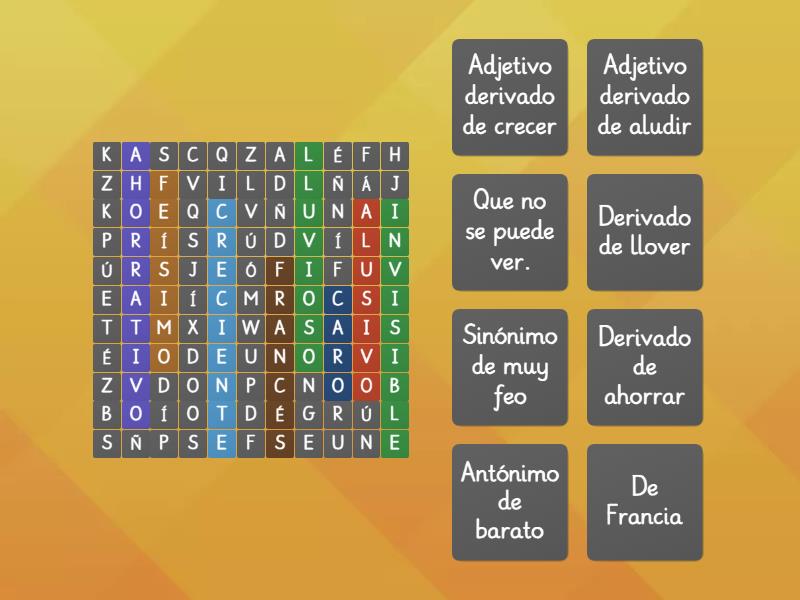 Encuentren los adjetivos en la sopa de letra - Wordsearch