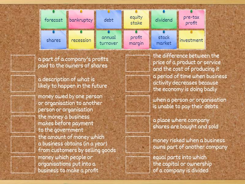 Market Leader Unit 6 Money Vocabulary - Сопоставить