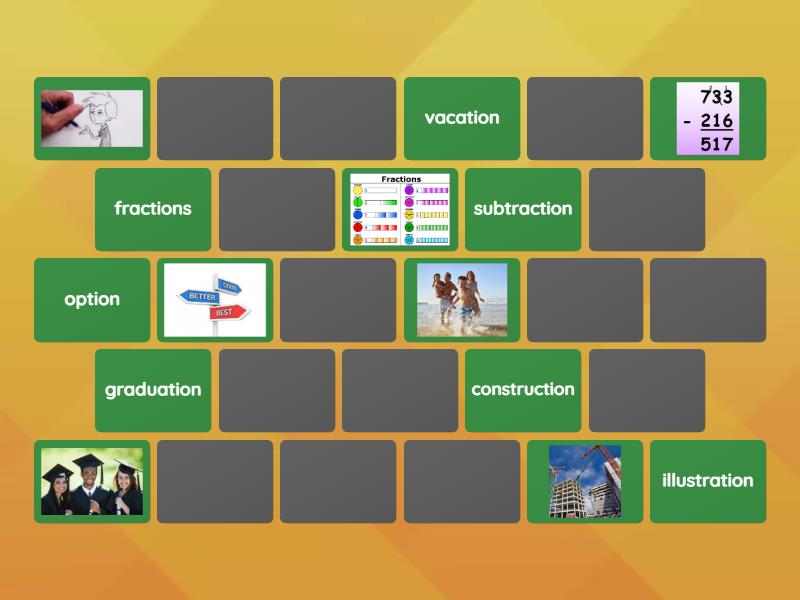 Suffix -tion memory game - Matching pairs