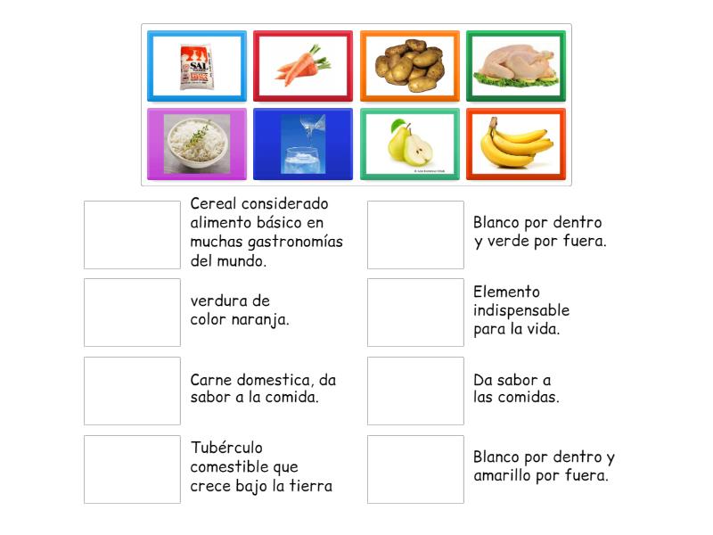 Alimentos saludables. - Match up