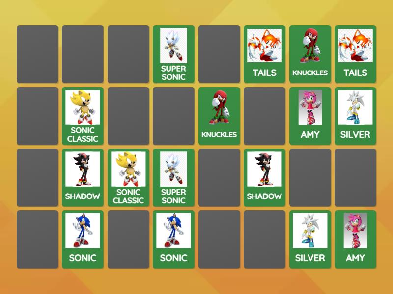 JOGO DA MEMORIA DO SONIC - Matching pairs