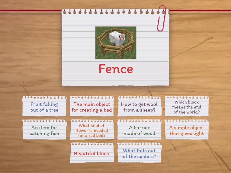 Minecraft Vocabulary - Find the match