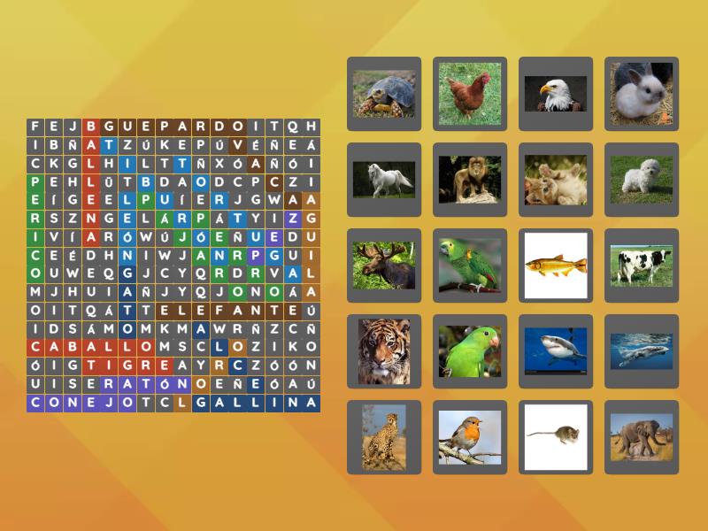 sopa de letras de animales - Wordsearch