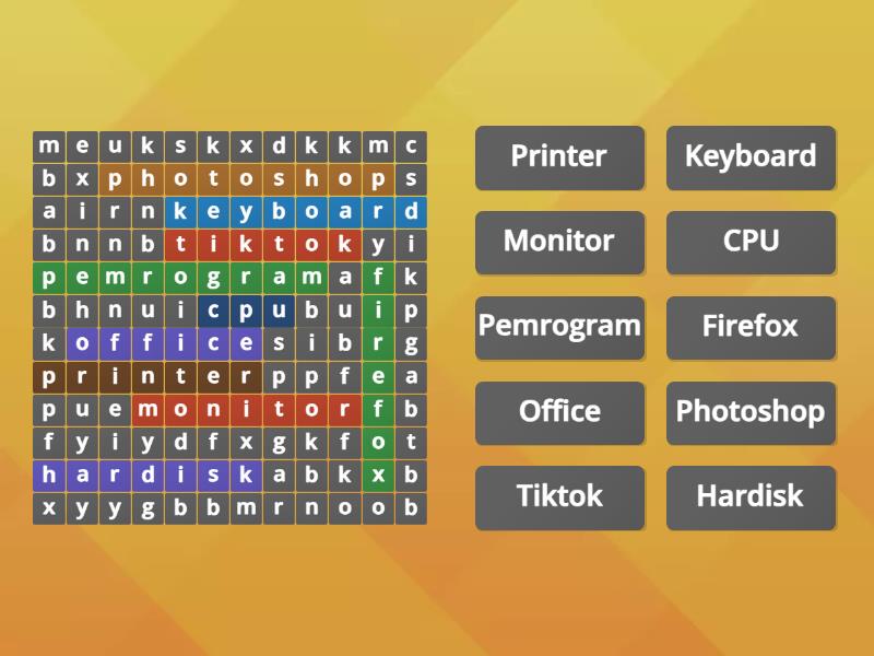 Komponen Sistem Komputer - Wordsearch