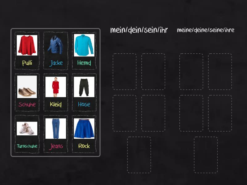 Possessivpronomen "mein/meine, dein/deine, sein/seine, ihr/ihre ...