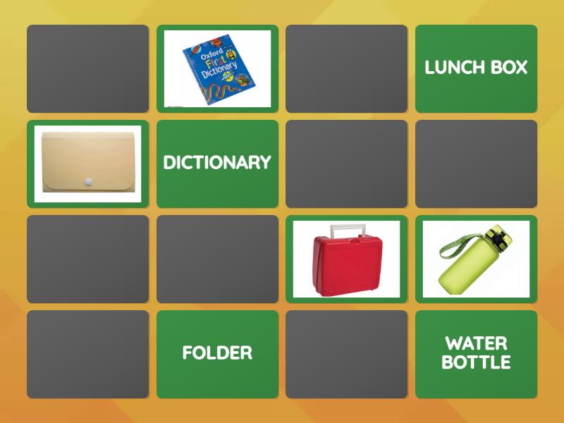 SCHOOL OBJECTS - Matching pairs