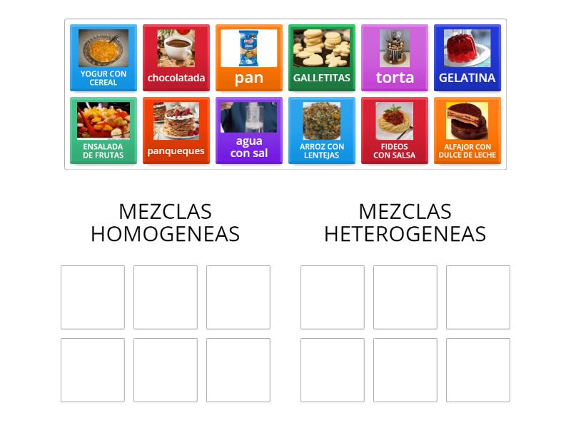 MEZCLAS HETEROGENEAS Y HOMOGENEAS - فرز المجموعات