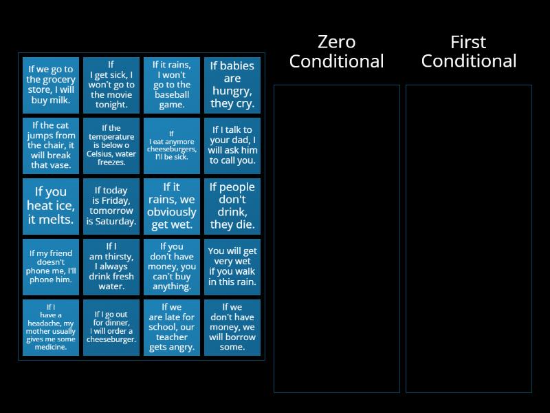 CS Identify Zero & First Conditionals - Group sort