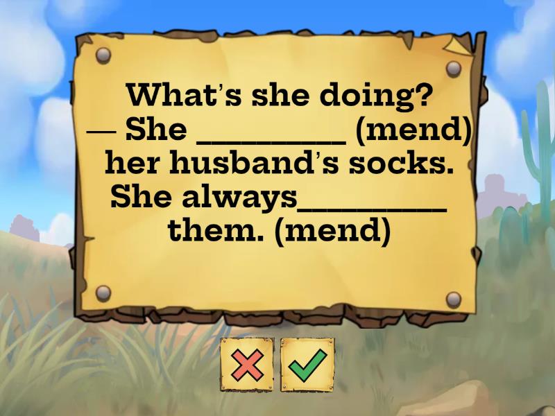 Present Simple vs Present Continuous - Flash cards