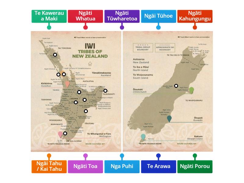 Te Iwi o Aotearoa - Labelled diagram