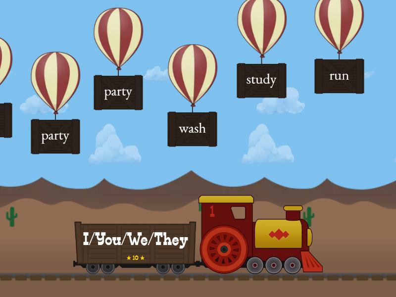 Balloon Present Simple verbs - Balloon pop