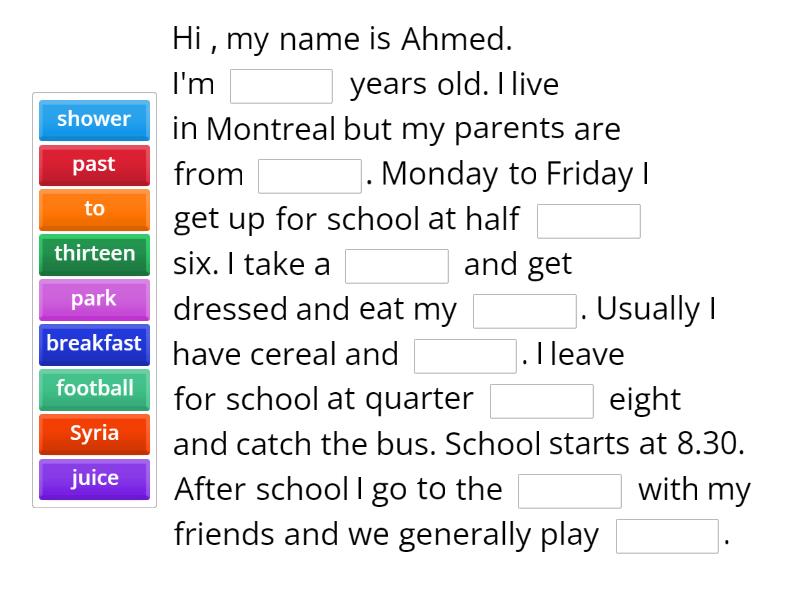 Daily Routine with time - Complete the sentence