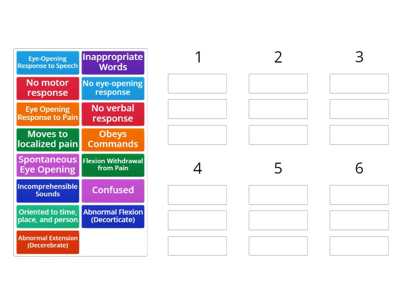 GLASGOW COMA SCALE (GCS) - Ordenar por grupo
