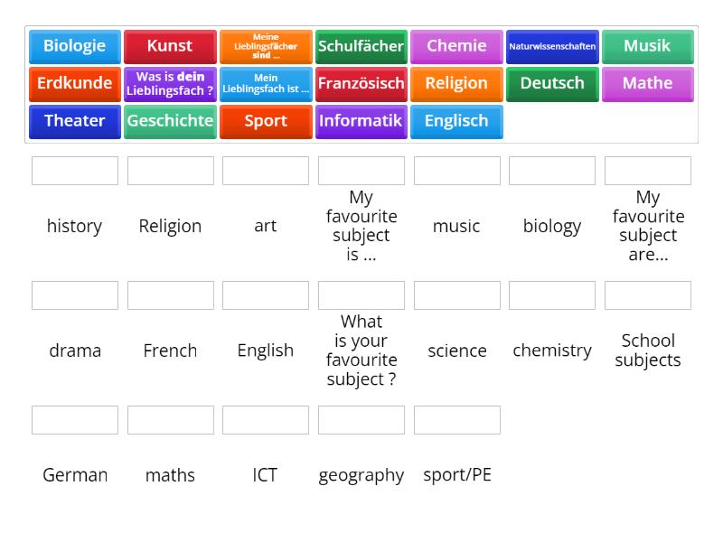 Schulfacher - Match up