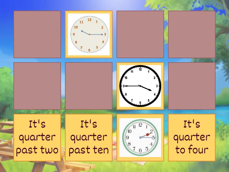 Telling the time. - Matching pairs