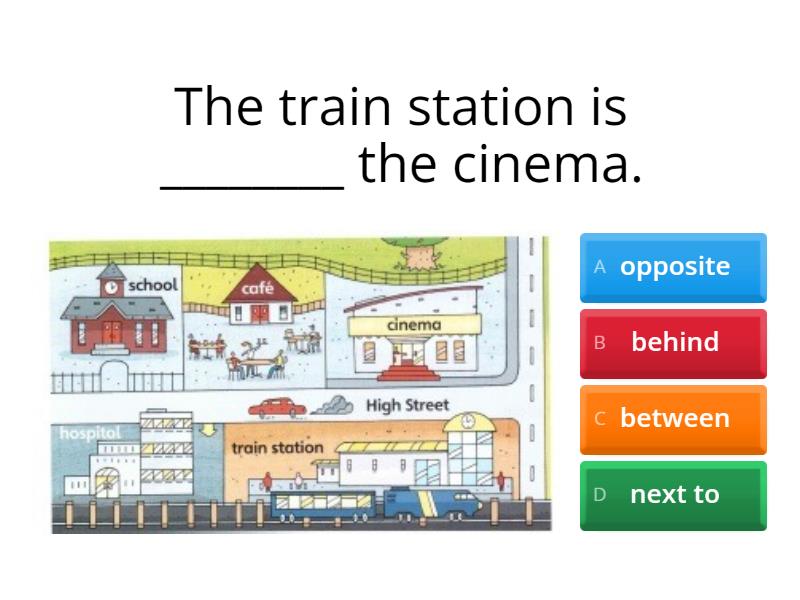 Prepositions of place- Places in the City - Quiz