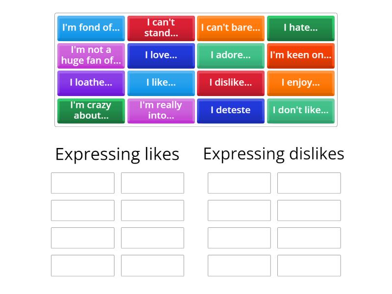 Expressing likes and dislikes - Group sort