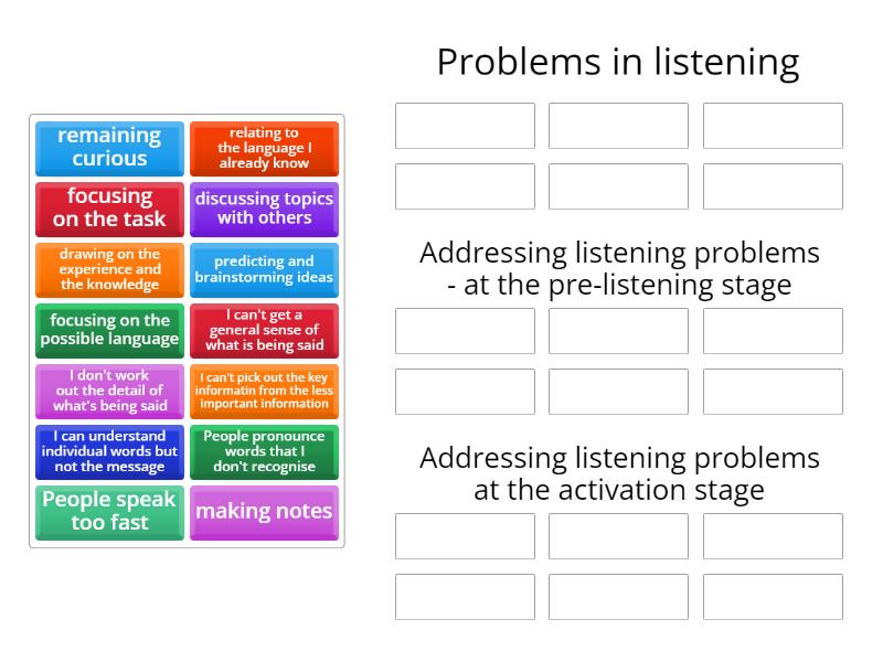 Listening tasks - problems and solutions - Group sort