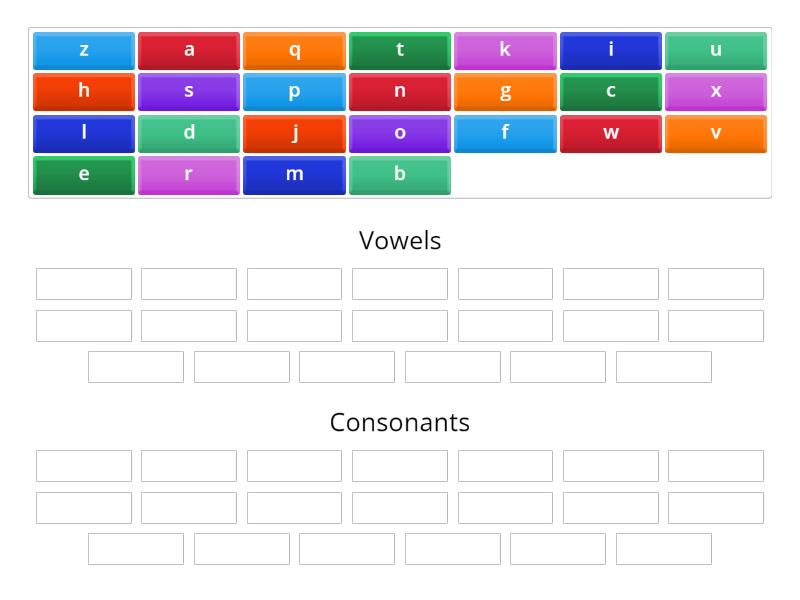 class 1 Vowels and Consonants Saturday - Group sort